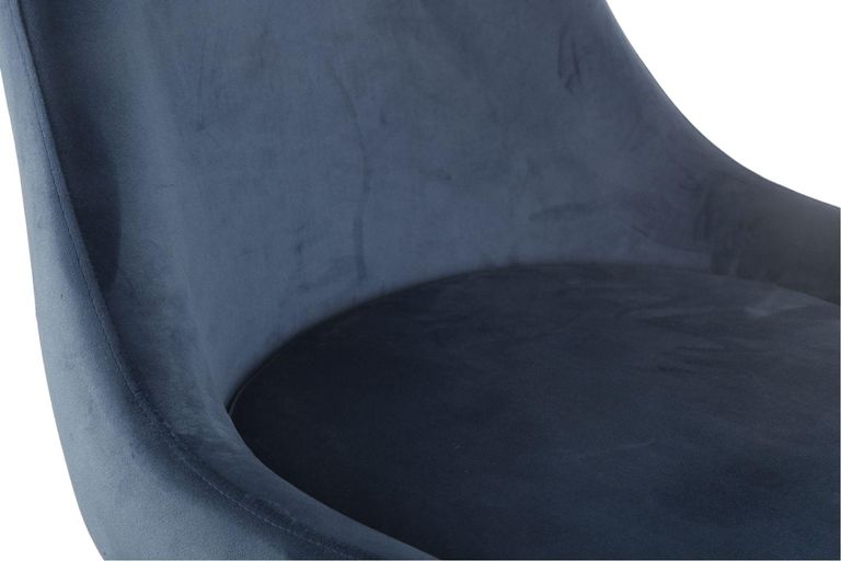 Arctic Blue Velvet Fabric Swivel Dining Chair with Black Legs | CFS UK