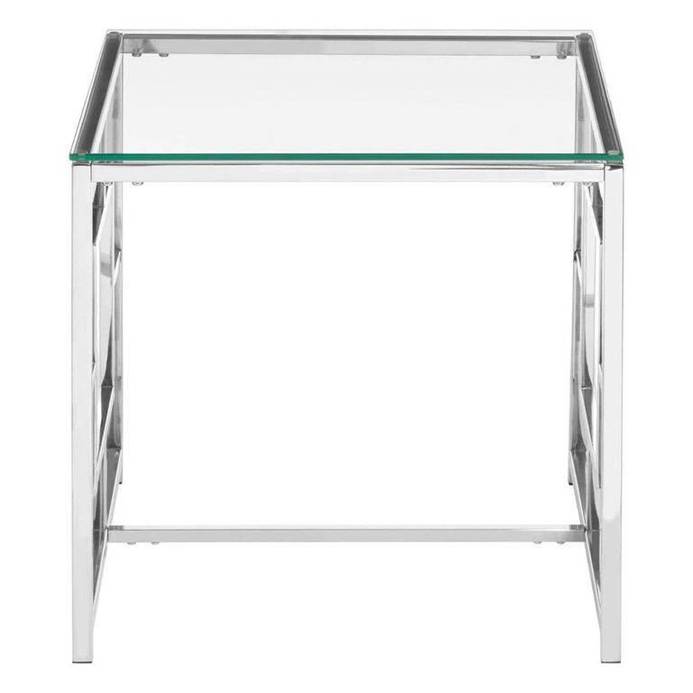 Allure Clear Glass Square End Table and Chrome Base | CFS UK