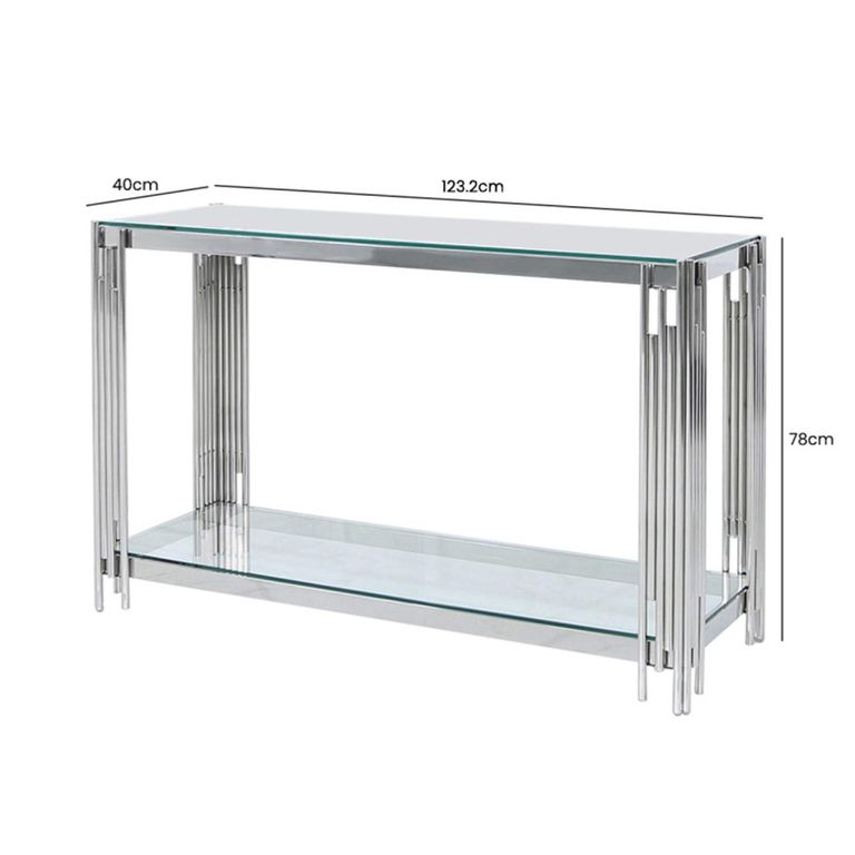 Cohen Clear Glass and Chrome Metal Console Table | Choice Furniture ...