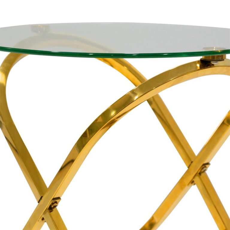 Clear Glass and Gold Metal Rizzo Round End Table | Choice Furniture ...