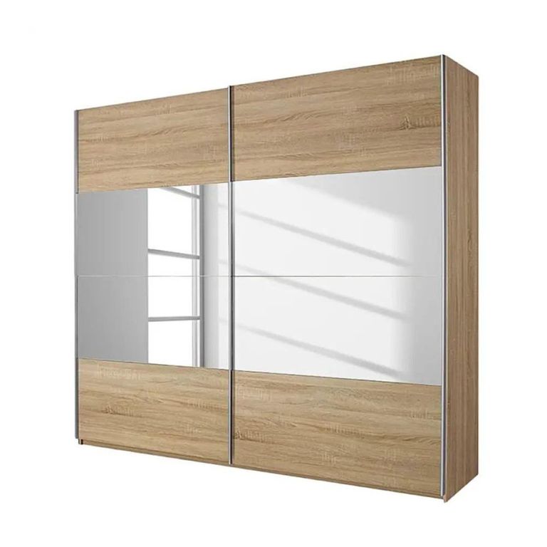 Rauch Quadra 226cm 2 Door Sliding Wardrobe with Extras - Sonoma Oak and ...