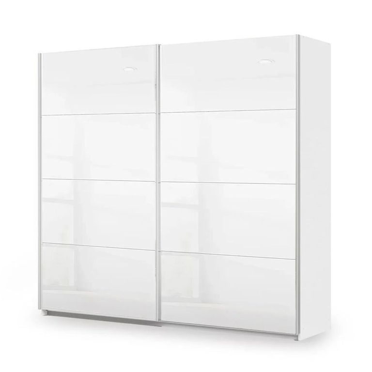 Rauch Miramar Type-3 226cm 2 Door Sliding Wardrobe - Alpine White and Crystal White Glass | CFS UK