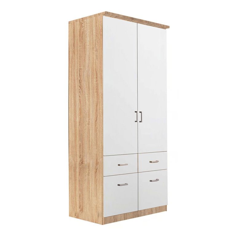 Rauch Celle Matt 91cm 2 Door Wardrobe with Drawer - Sonoma Oak and ...