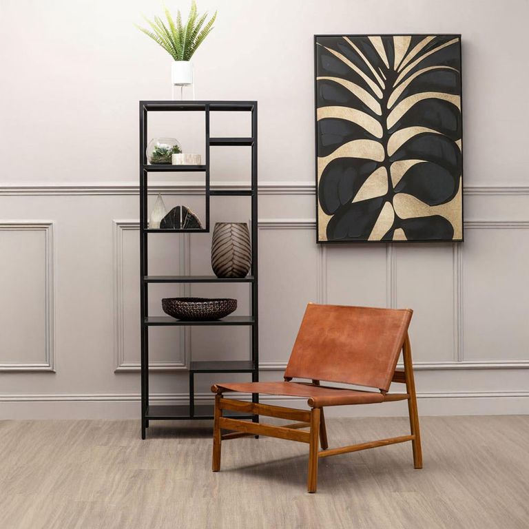 Kendari Brown Leather and Teak Wood Chair with Backrest | CFS UK