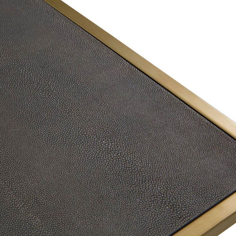 Kempton Grey Faux Shagreen and Gold Metal Square Coffee Table | CFS UK