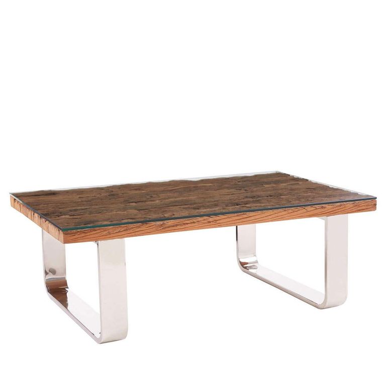 Kerala Clear Glass and Silver Metal Coffee Table | Choice Furniture ...