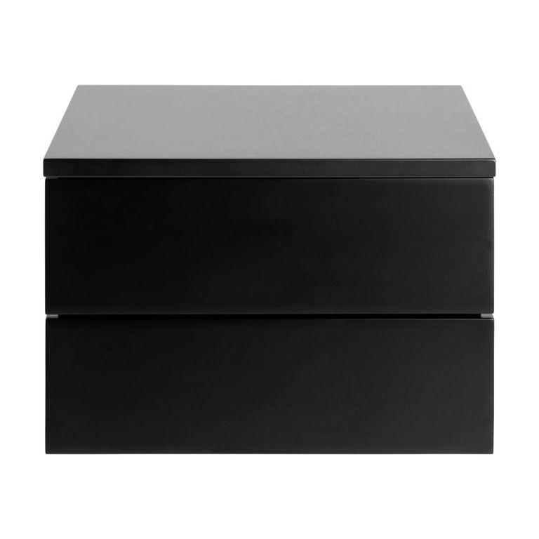 Avignon Black 2 Drawer Wall Mounted Floating Bedside Table | CFS UK