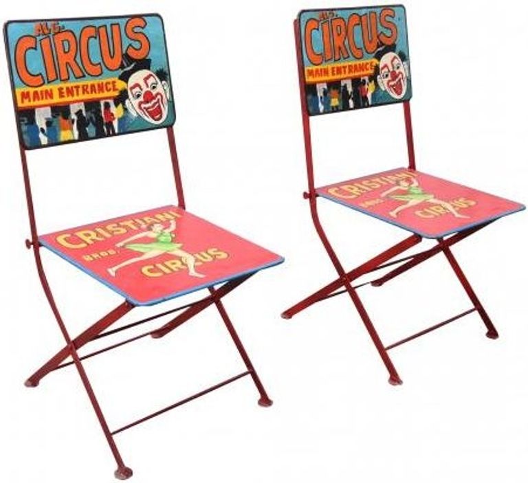 2 x Kufri Hand Painted Iron Circus Folding Chair | Choice Furniture ...