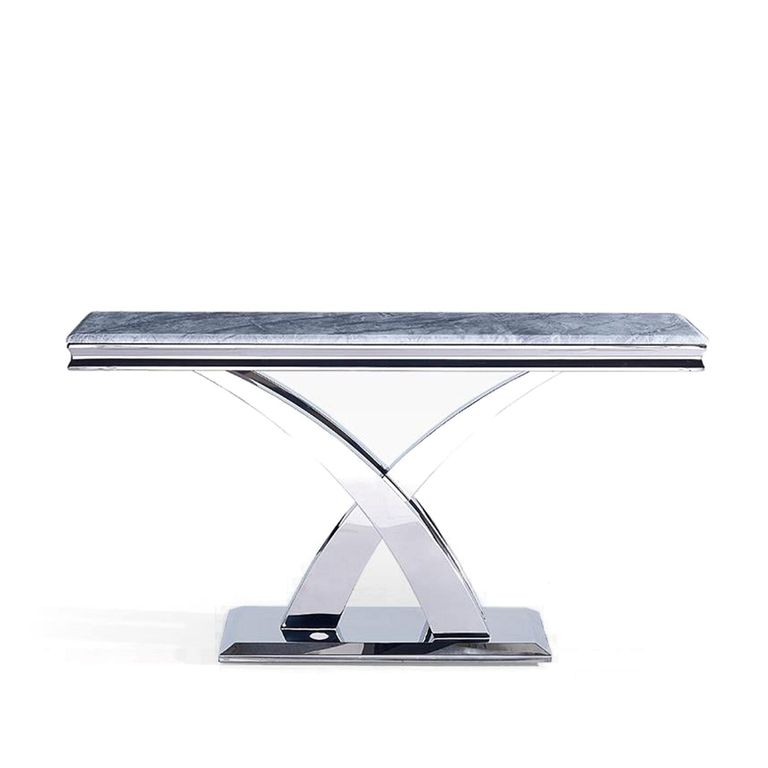 Lisbon Grey Marble and Chrome Console Table | Choice Furniture ...