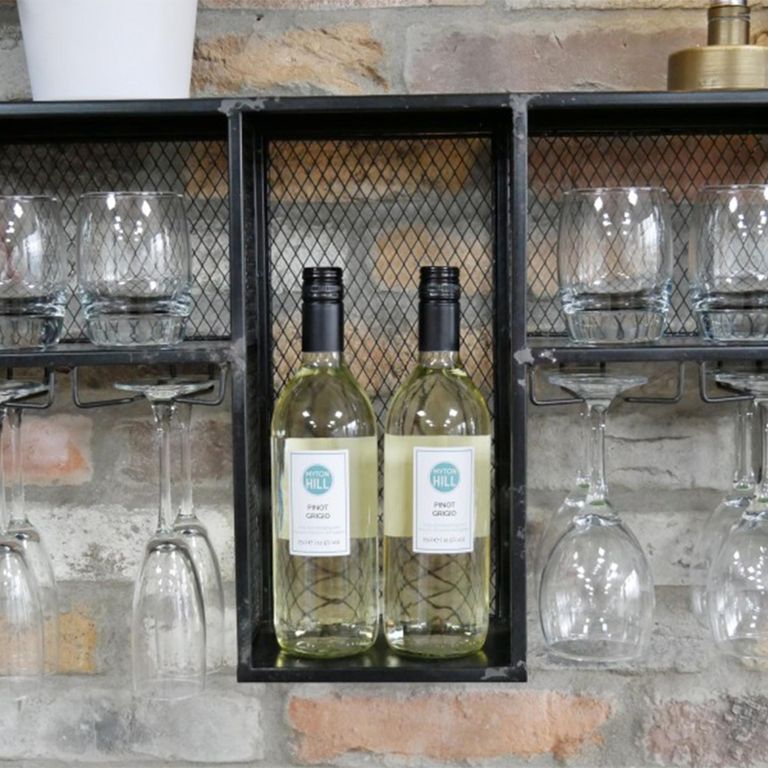 Dutch Black Metal Wine Wall Cabinet | Choice Furniture Superstore UK