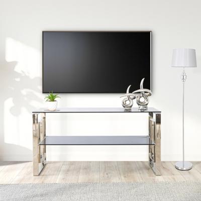 Apex Smoked Glass and Chrome Metal TV Unit | Choice Furniture Superstore UK