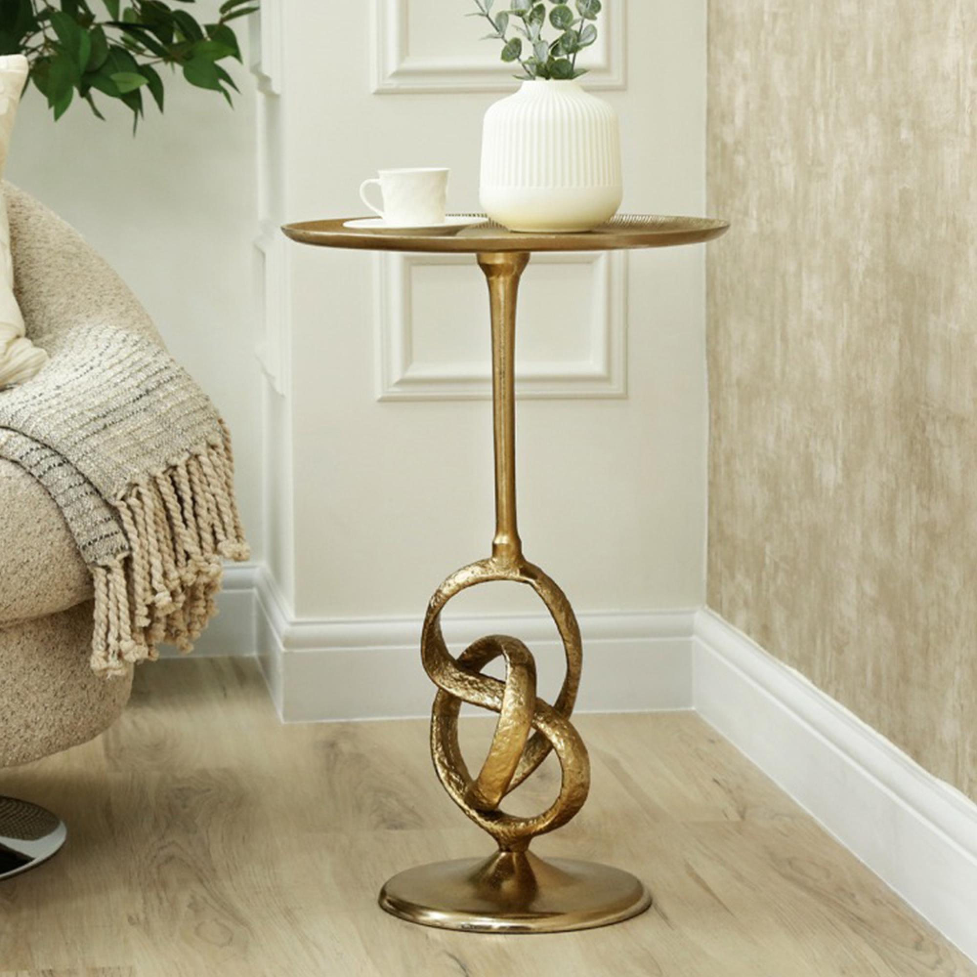 Buy Gold Twisted Metal Round Side Table The Furnshop