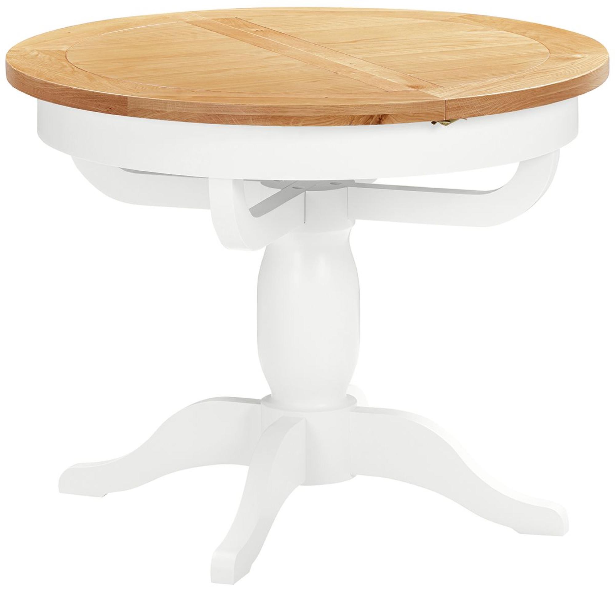 Lundy White Painted 2-4 Seater Round Extending Dining Table - Pedestal ...