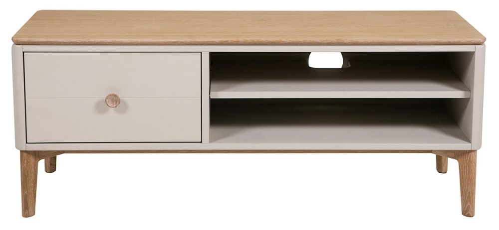 Vida Living Marlow Cashmere Oak Medium TV Unit, 120cm L with Storage ...