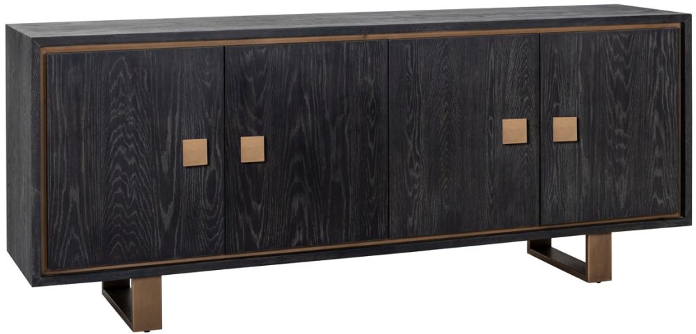 Hunter Black Oak 200cm Extra Large Sideboard with Gold Trim - CFS UK
