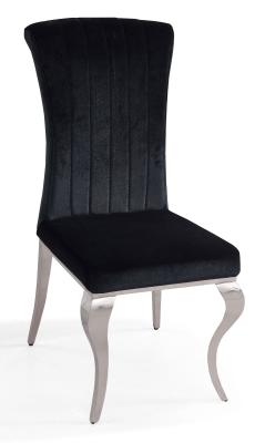 Louis Black Velvet Fabric Dining Chair - CFS UK