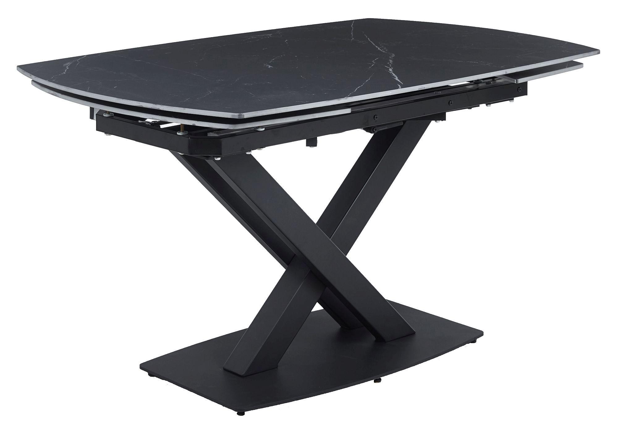 Arctic Black Ceramic Extending Dining Table with Cross Base - 140cm ...