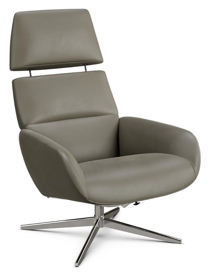 Ergo Plus Club Royal Taupe Leather Swivel Recliner Chair - CFS UK