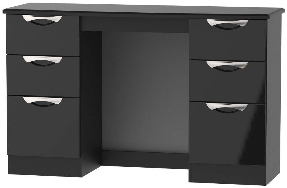 Camden Double Pedestal Dressing Table - High Gloss Black - CFS UK