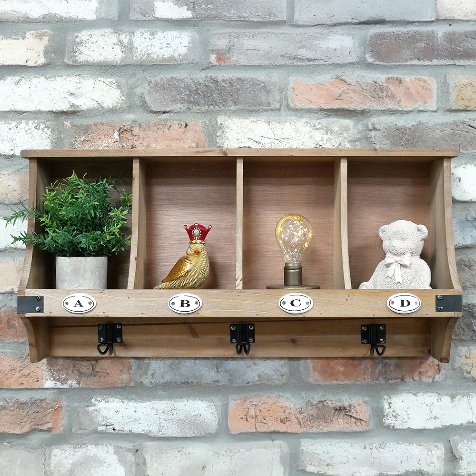 Dutch Wooden Small Wall Unit with Hooks - CFS UK