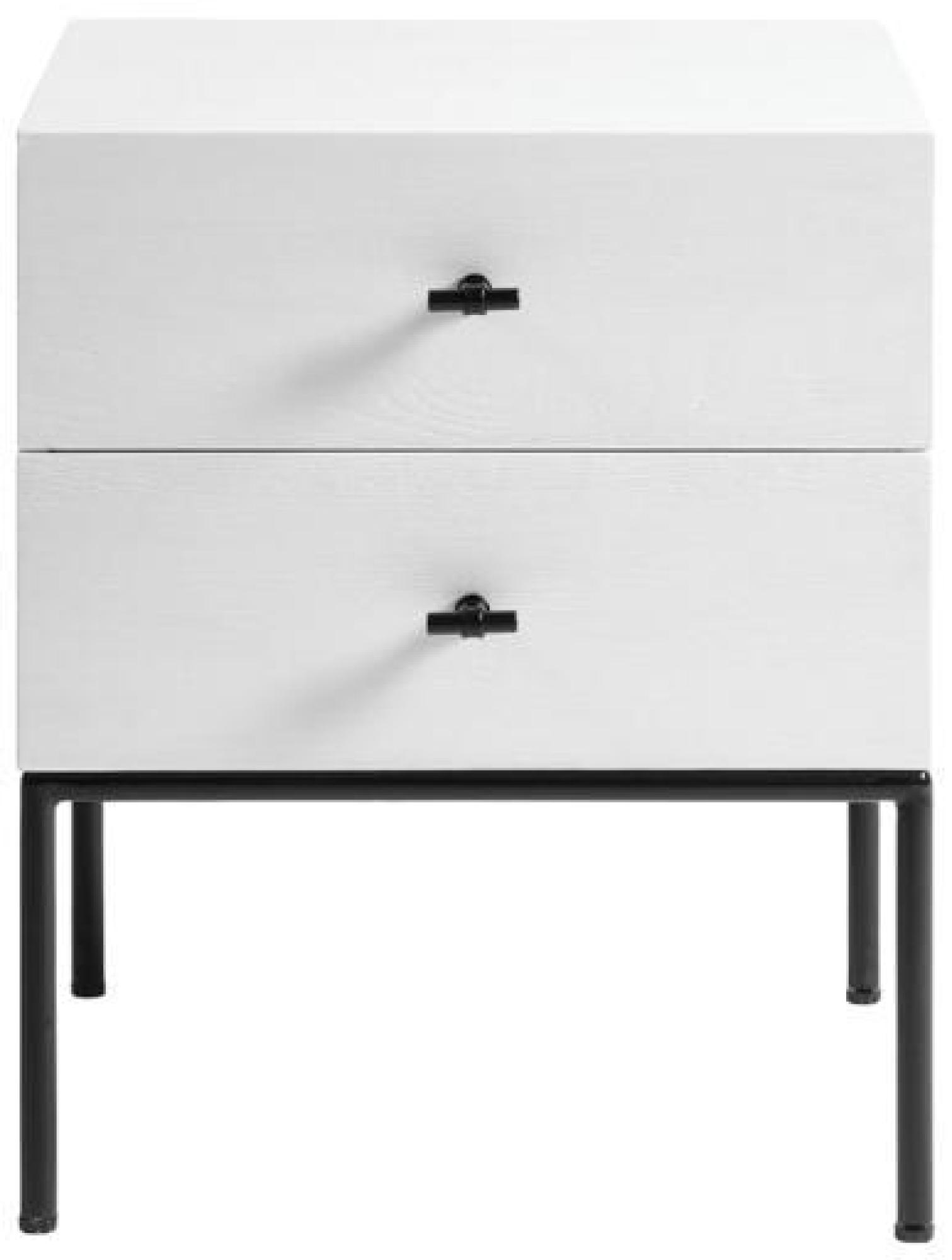 White bedside table black handles store