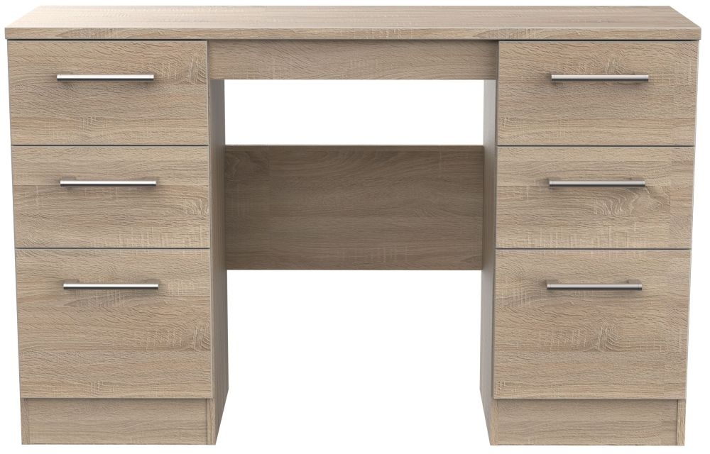 Devon Oak Effect 6 Drawer Double Dressing Table