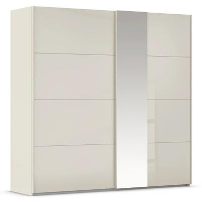 Rauch Miramar Type-1 226cm 2 Door Sliding Wardrobe with Mirror - Silk Grey and Silk Grey Glass ...