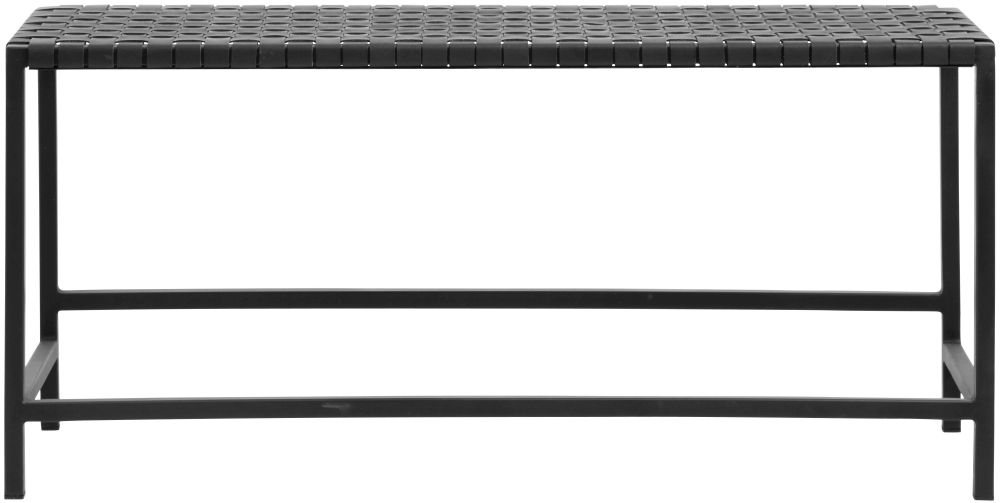 NORDAL Black Leather Weaving Bench - CFS UK