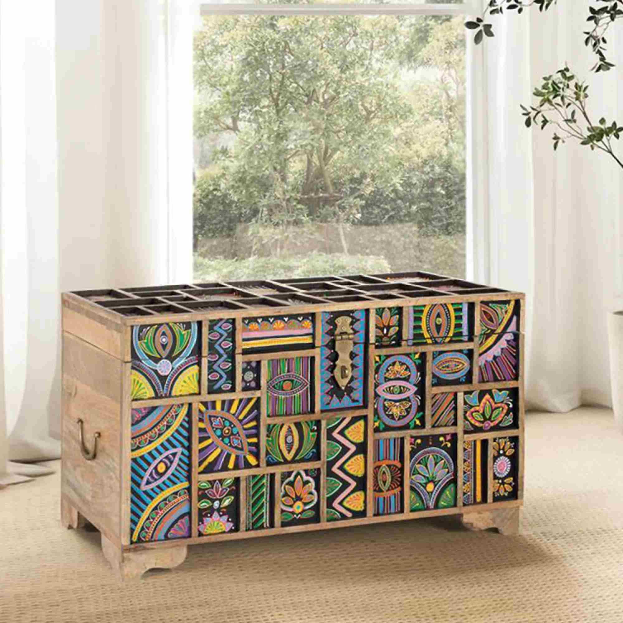 Emelia Mango Wood Painted Storage Trunk | Choice Furniture Superstore UK