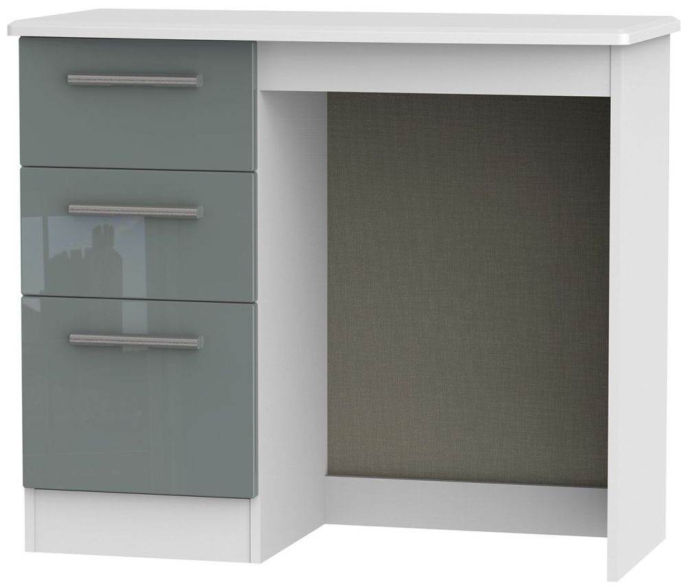 Knightsbridge Grey Gloss and White 3 Drawer Single Dressing Table | CFS UK