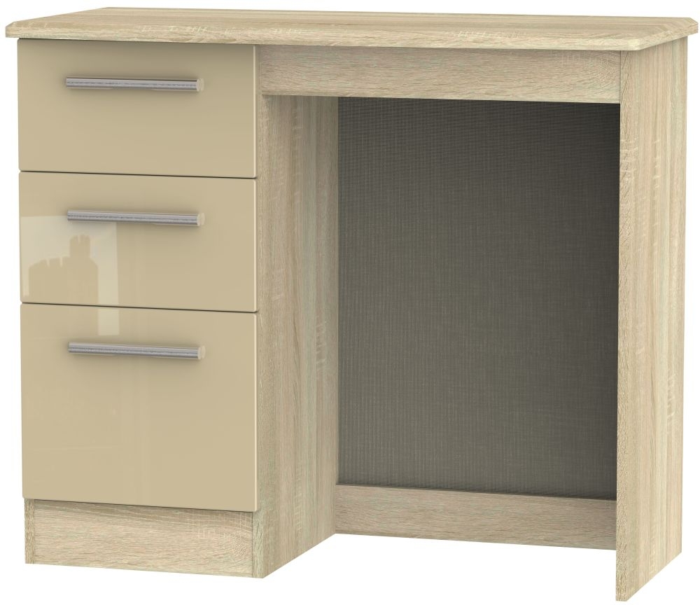 Knightsbridge Mushroom and Oak Effect 3 Drawer Single Dressing Table ...