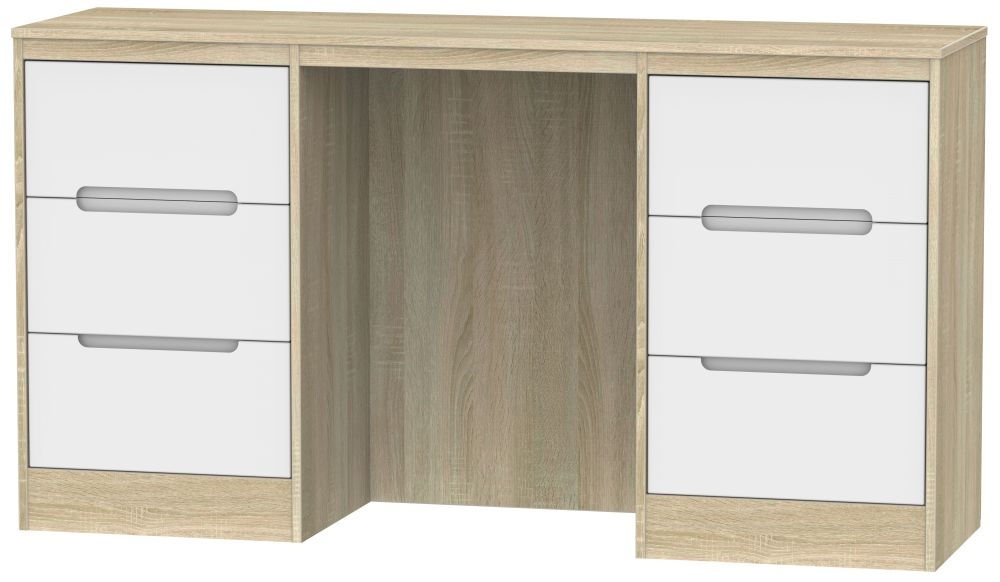 Monaco White and Oak Effect 3 Drawer Single Dressing Table | CFS UK