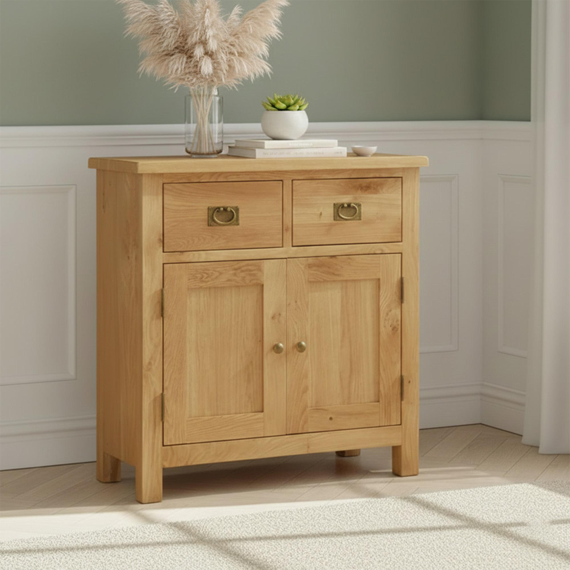 Salisbury Lite Oak 2 Door Compact Sideboard - 75cm | CFS UK