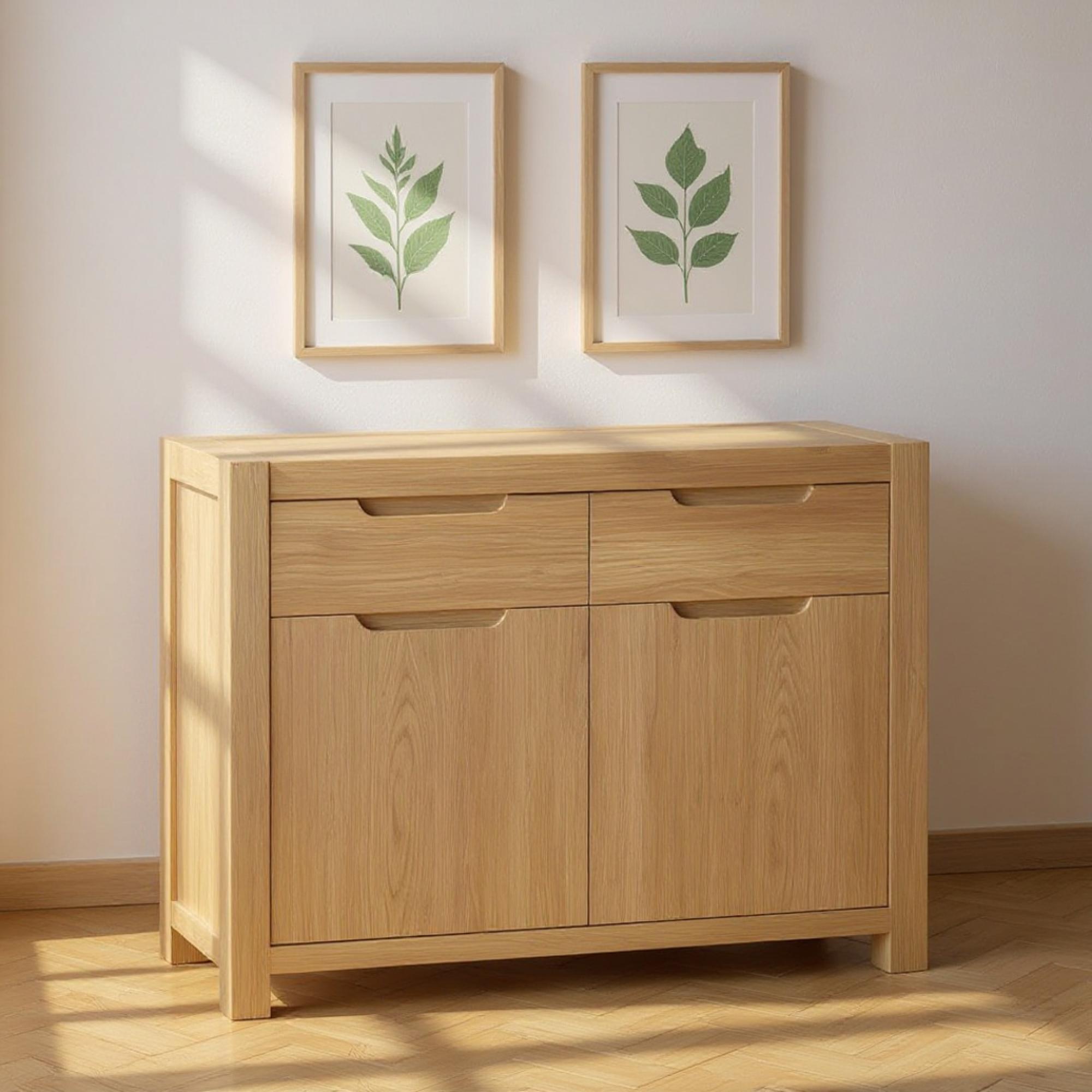 Carly Oak 2 Door Small Sideboard - 100cm | Choice Furniture Superstore UK