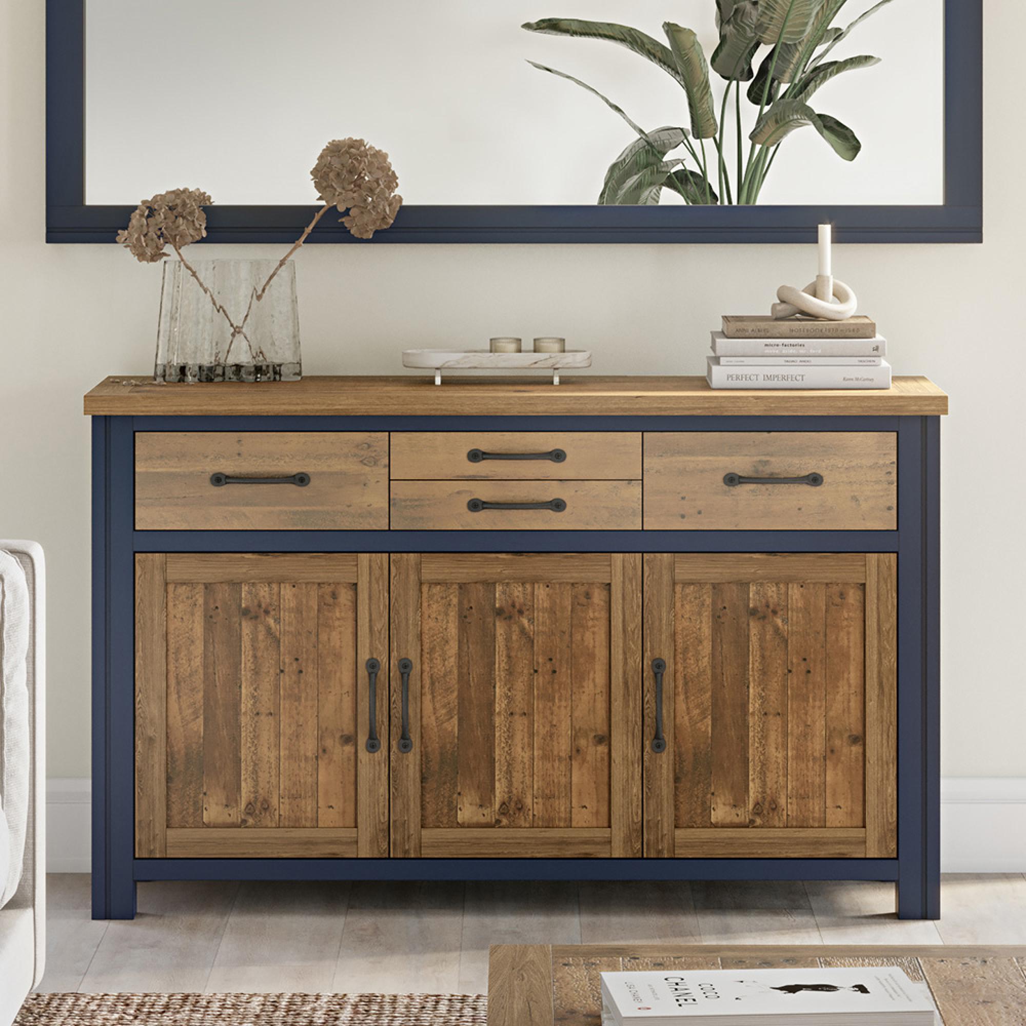 Spencer Blue Medium Sideboard - 3 Door | Choice Furniture Superstore UK