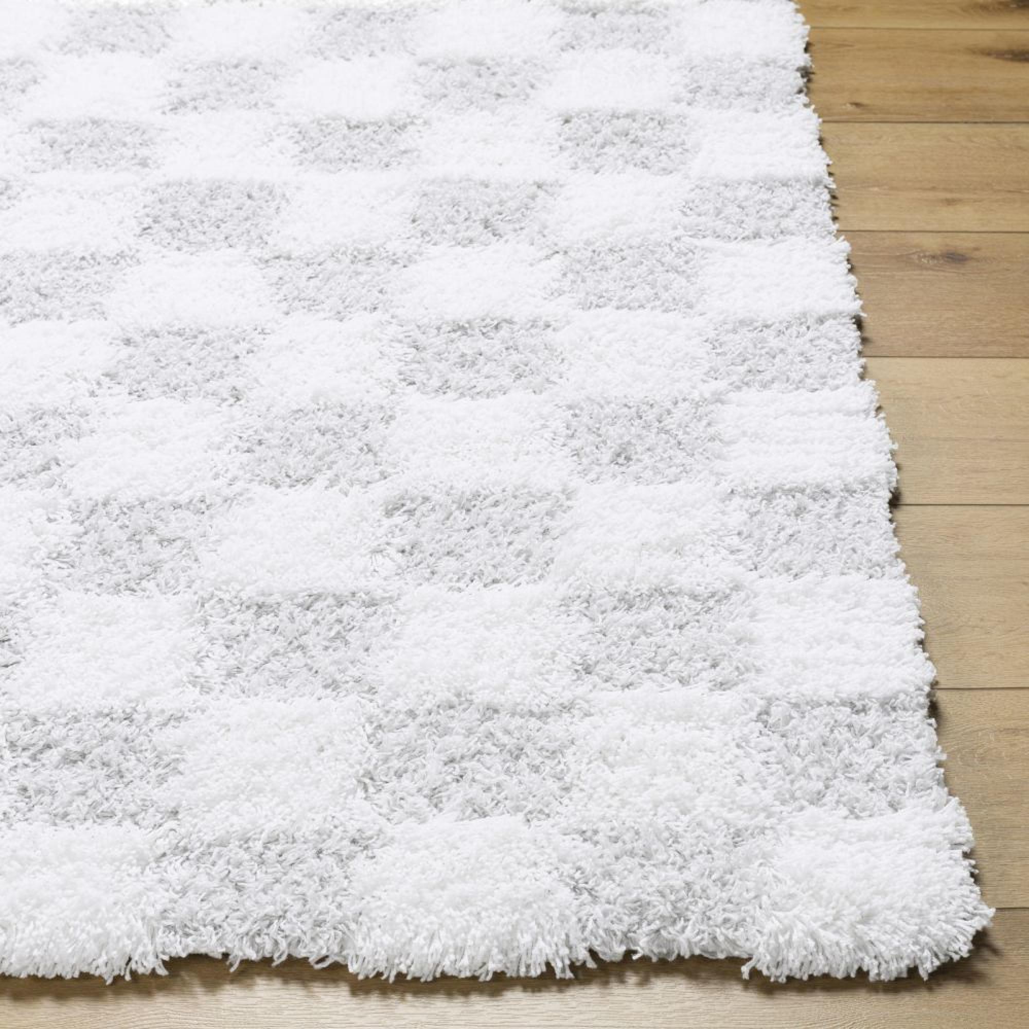 Livabliss Urban Shaggy Modern Plush Pile Light Grey Checkered Area Rug ...