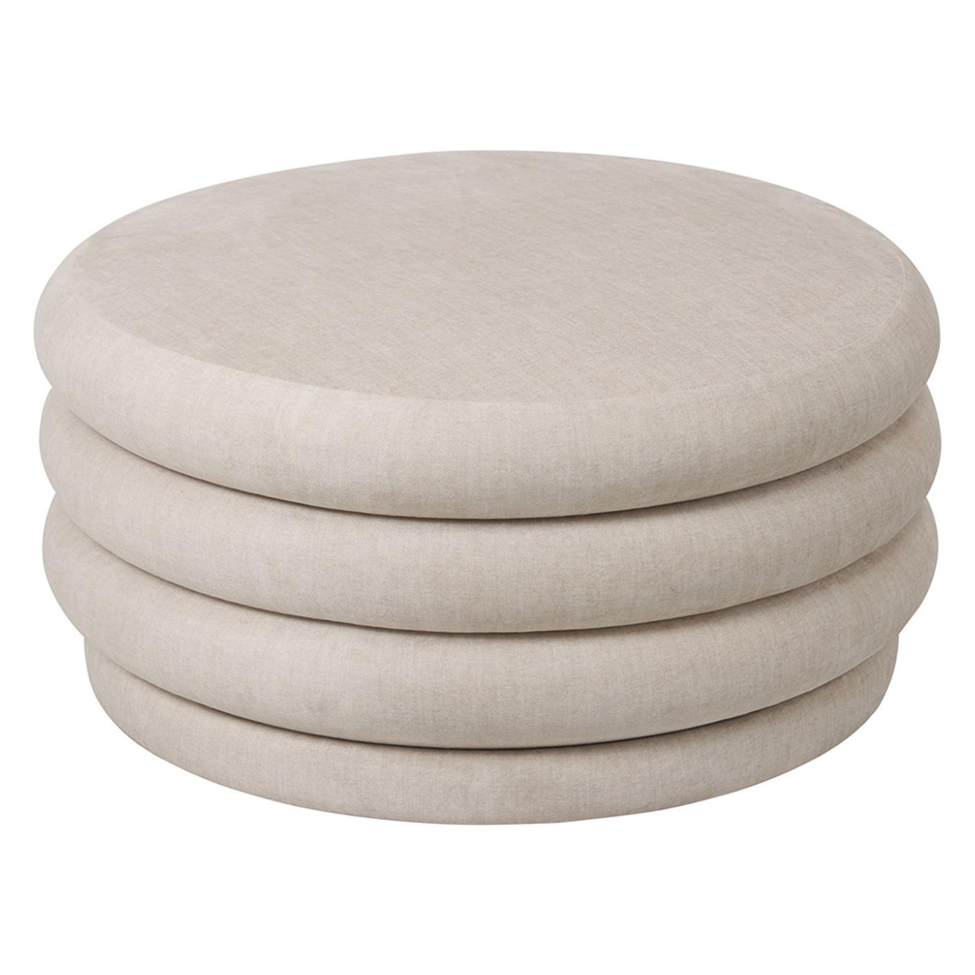 Libra Casa Cream Velvet Fabric Round Ottoman Storage Stool | CFS UK