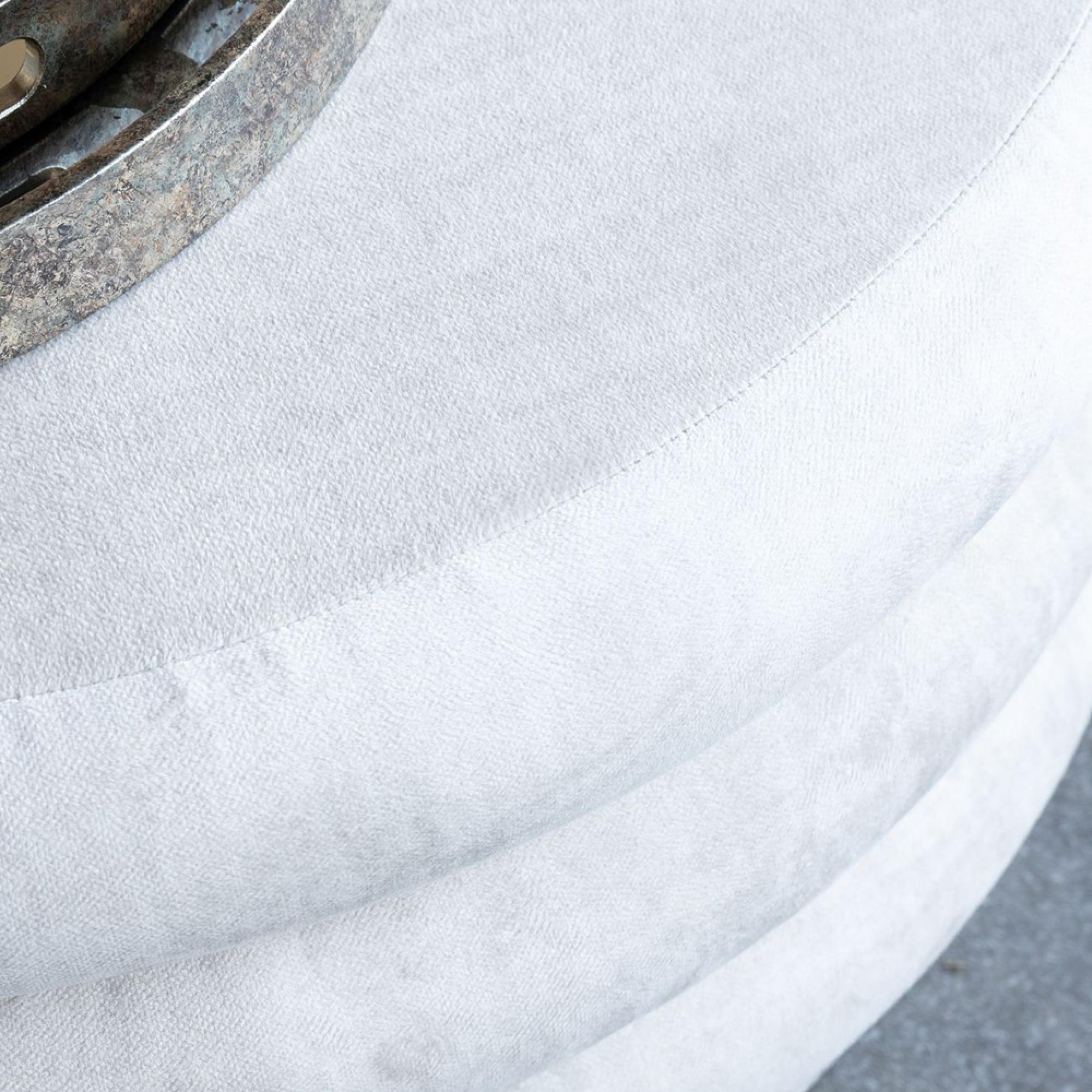 Libra Casa Cream Velvet Fabric Round Ottoman Storage Stool | CFS UK