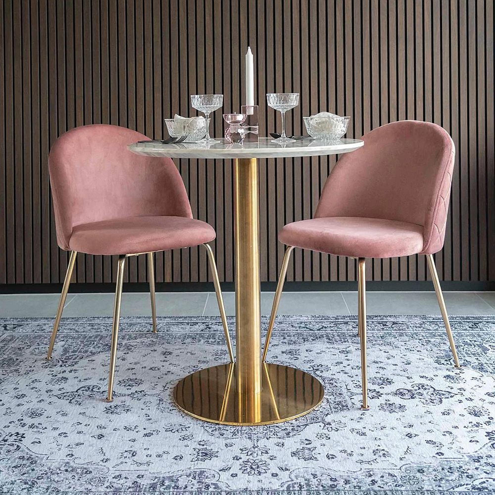 Bolzano White Marble Effect Round Large Bar Table with Gold Base | CFS UK