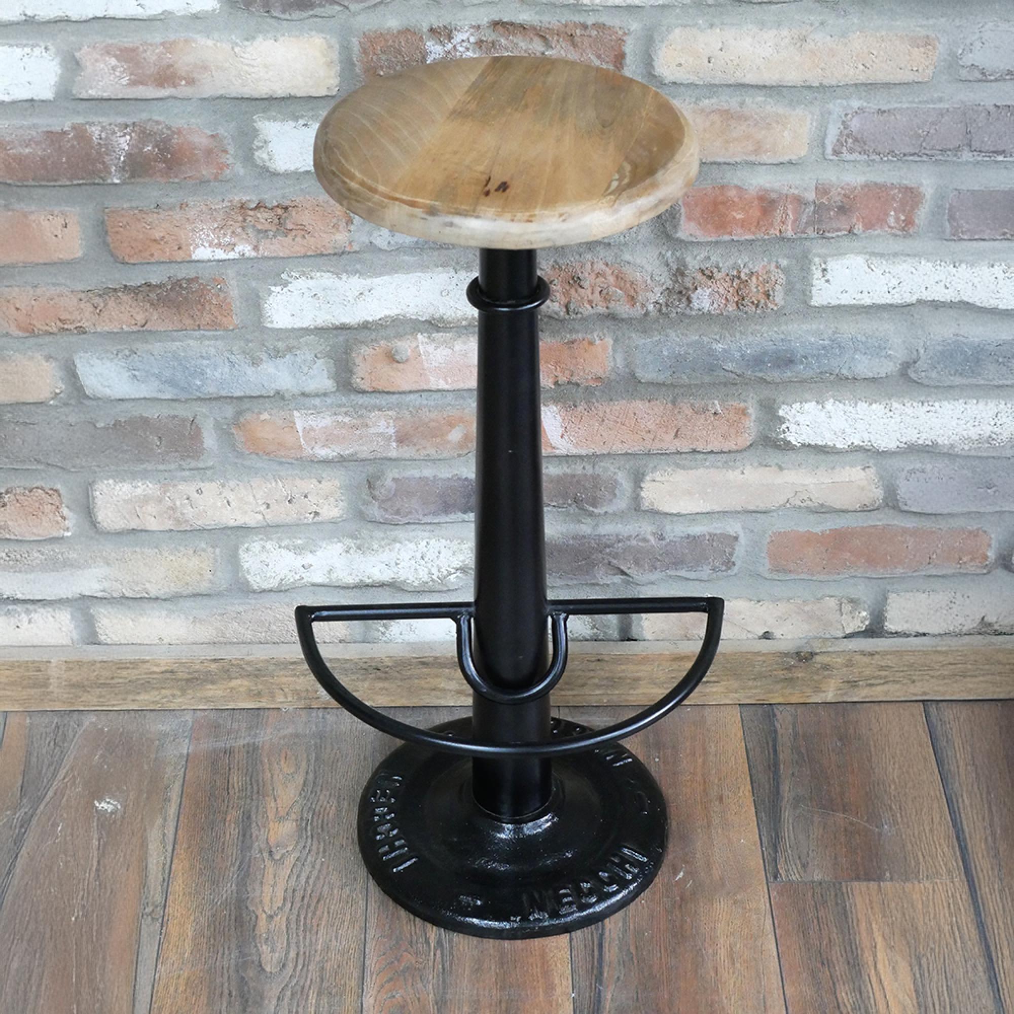 2 x Dutch Black Metal and Wood Round Barstool | Choice Furniture ...