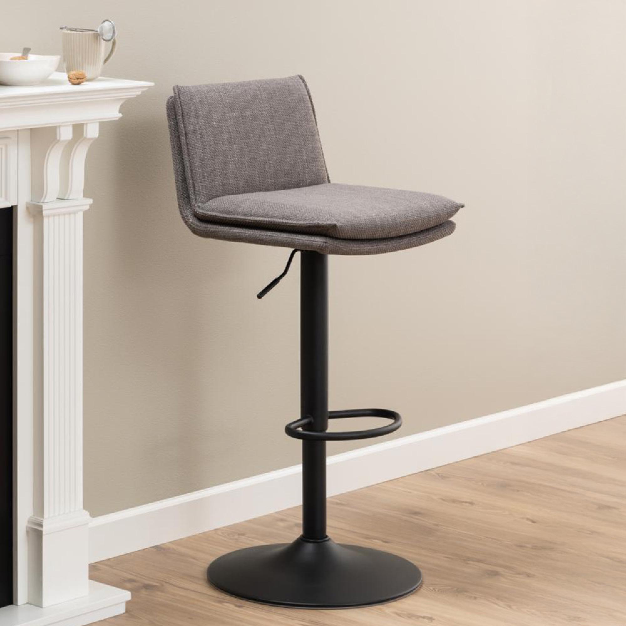 2 x Flynn Light Grey Fabric Barstool with Back | Choice Furniture ...