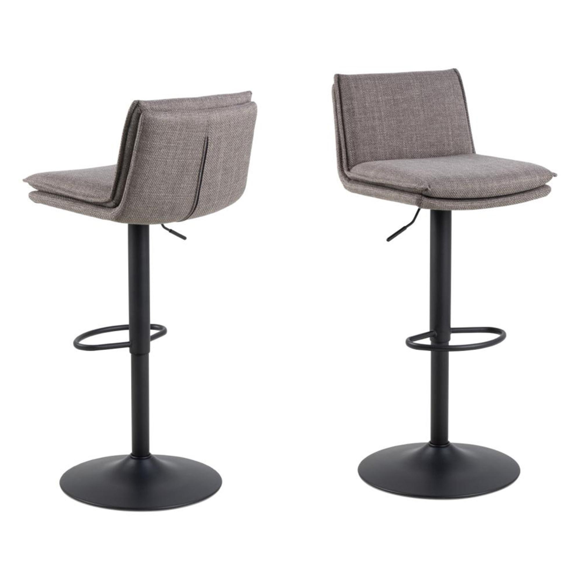 2 x Flynn Light Grey Fabric Barstool with Back | Choice Furniture ...