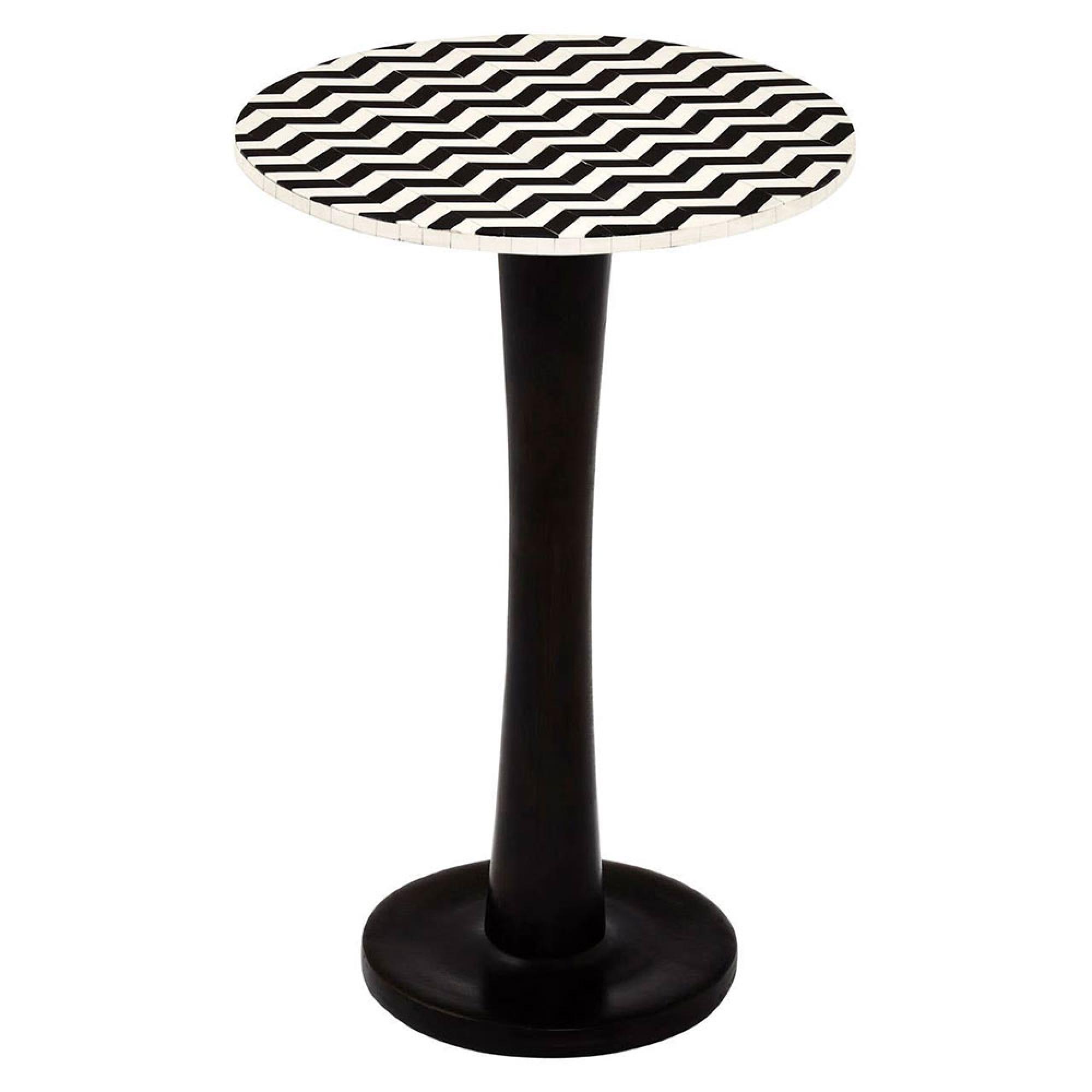 Artisan Black and White Stripted Round Bar Table | Choice Furniture ...