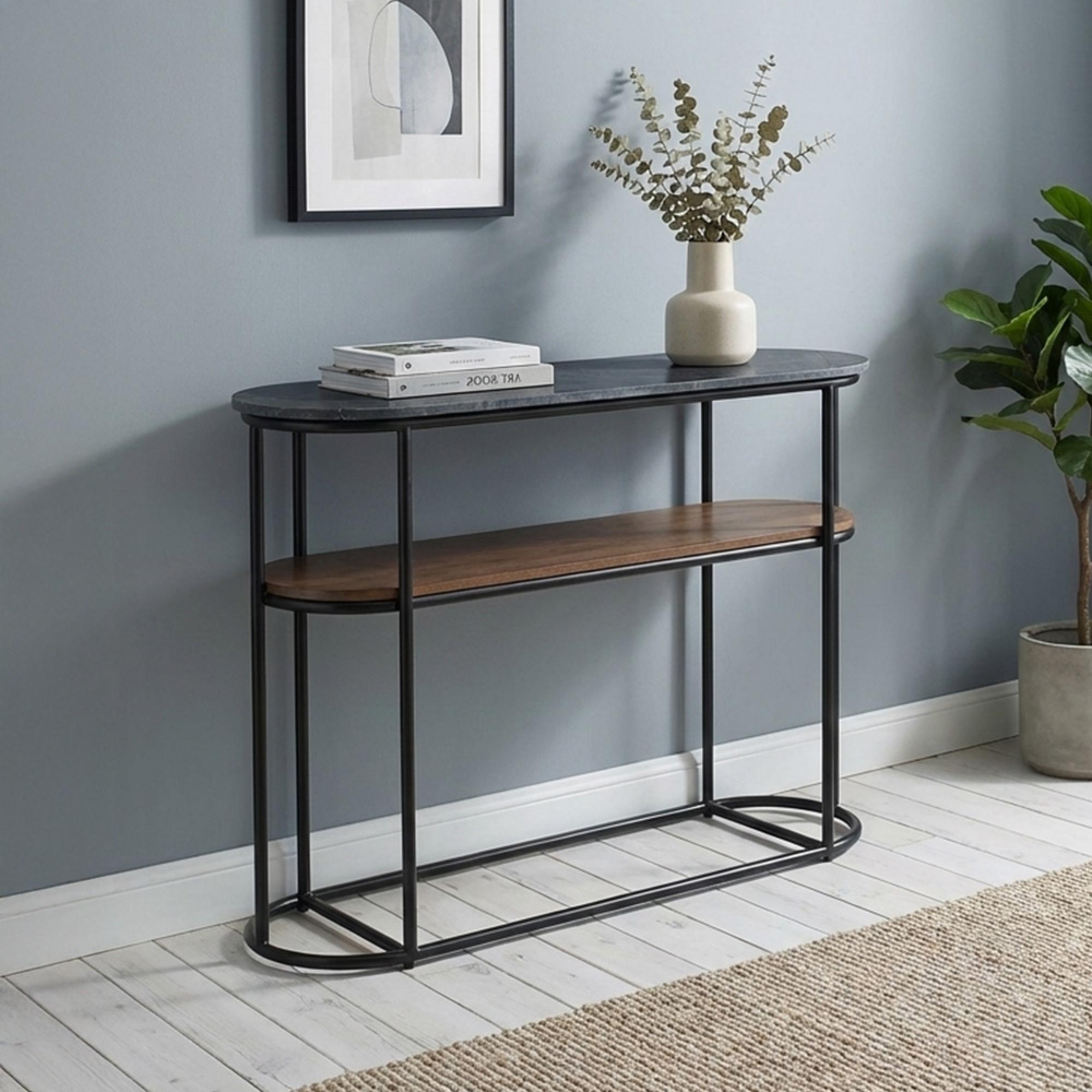 Fowey Dark Brown Mango Wood Console Table | Choice Furniture Superstore UK