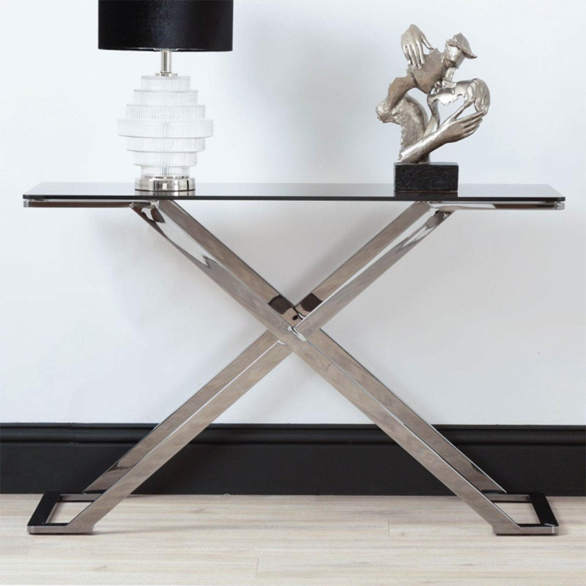 Axel Smoke Glass and Metal Square End Table | Choice Furniture ...