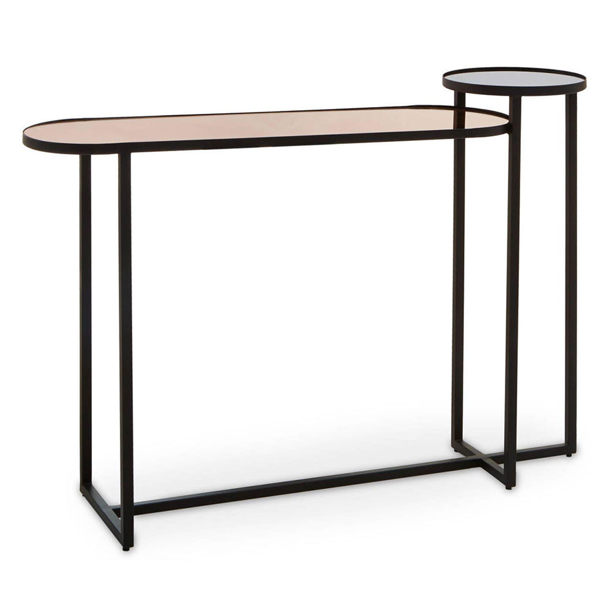 Cercle Smoked Mirrored 2 Tier Oval Console Table | Choice Furniture ...