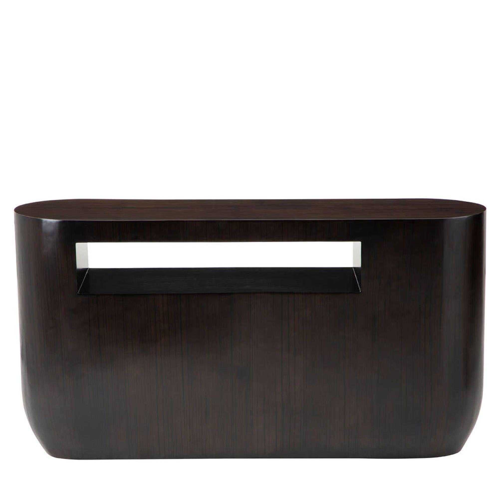 Gabelle Dark Bamboo Wood Oval Console Table | Choice Furniture ...