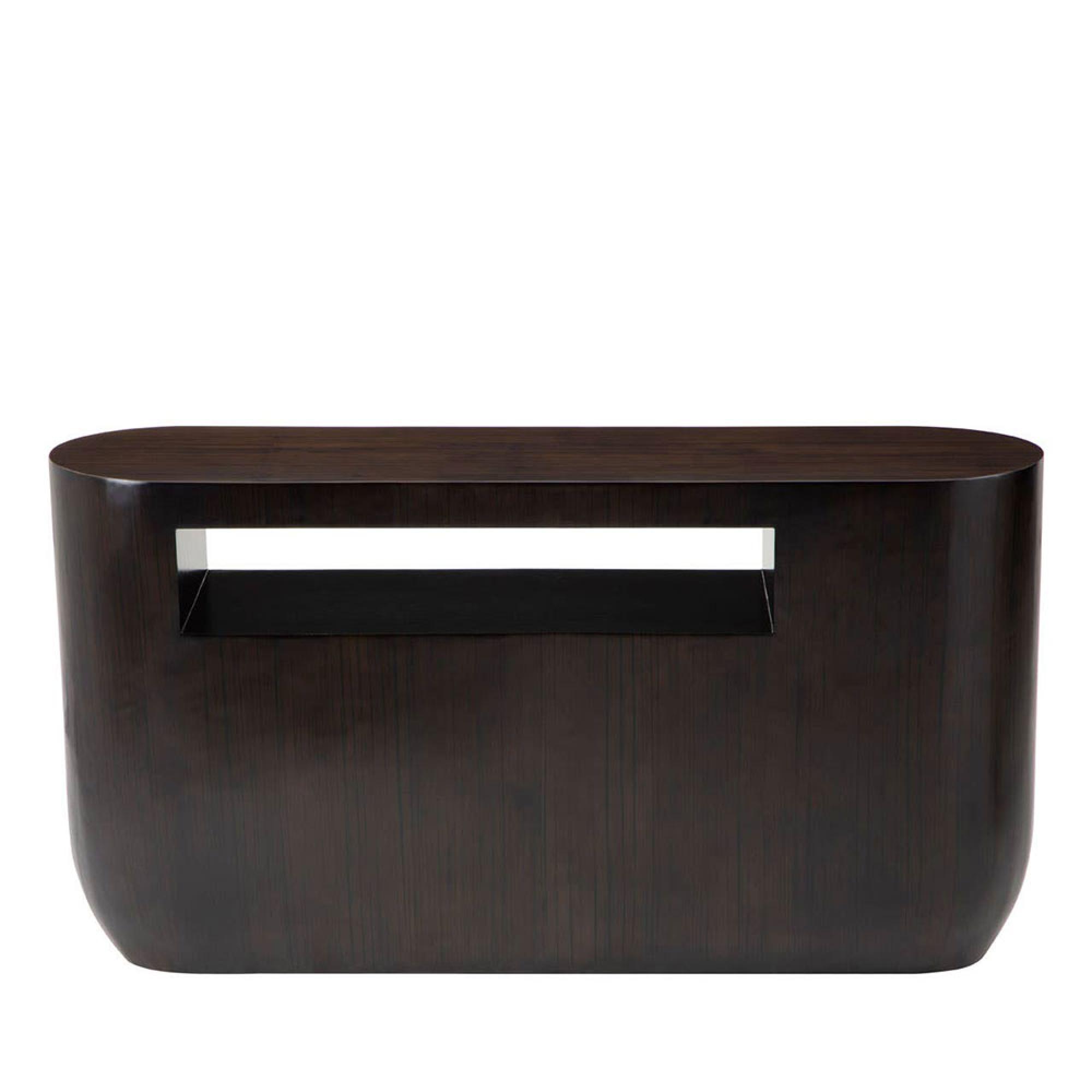 Gabelle Dark Bamboo Wood Oval Console Table | Choice Furniture ...