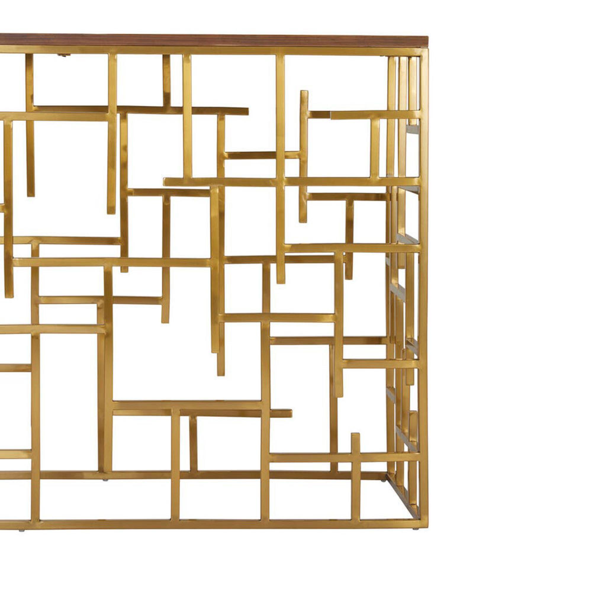 Jana Wood and Gold Metal Console Table | Choice Furniture Superstore UK