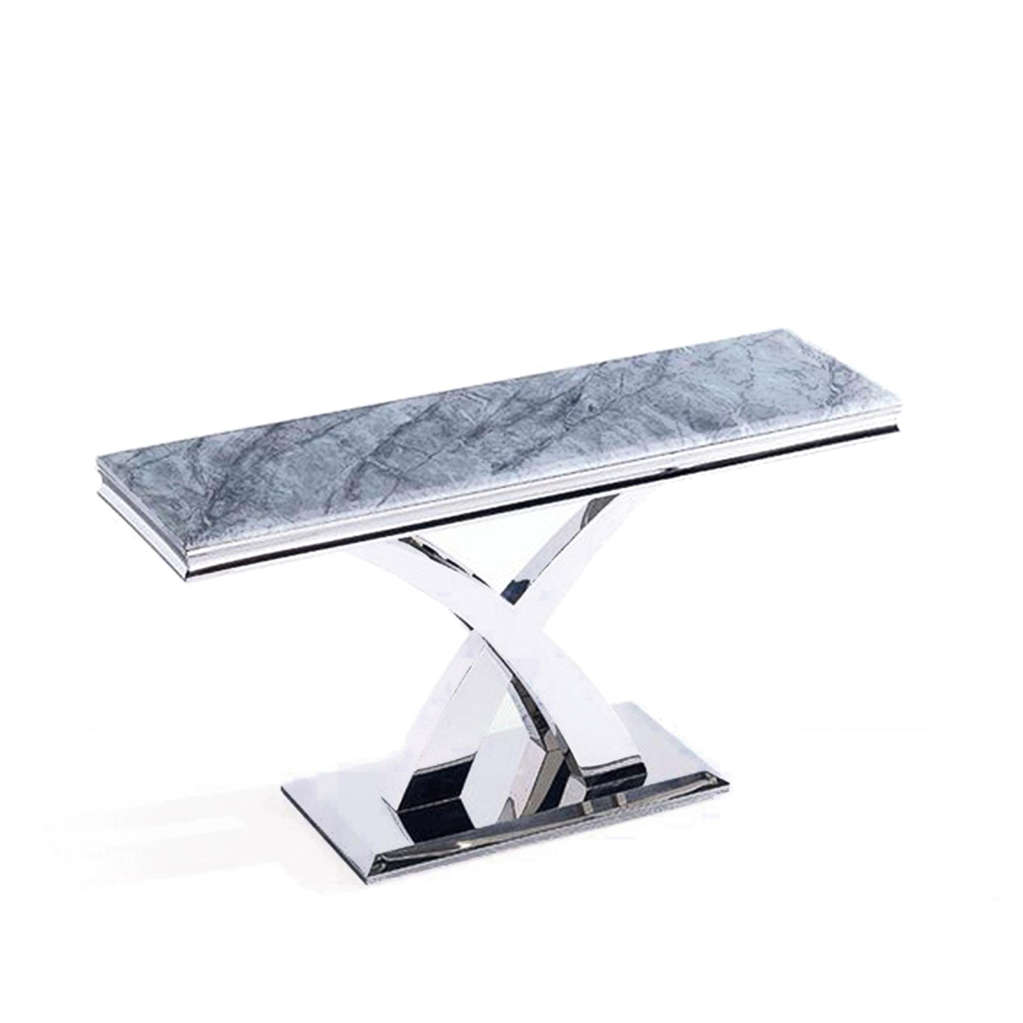 Lisbon Grey Marble and Chrome Console Table | Choice Furniture Superstore UK